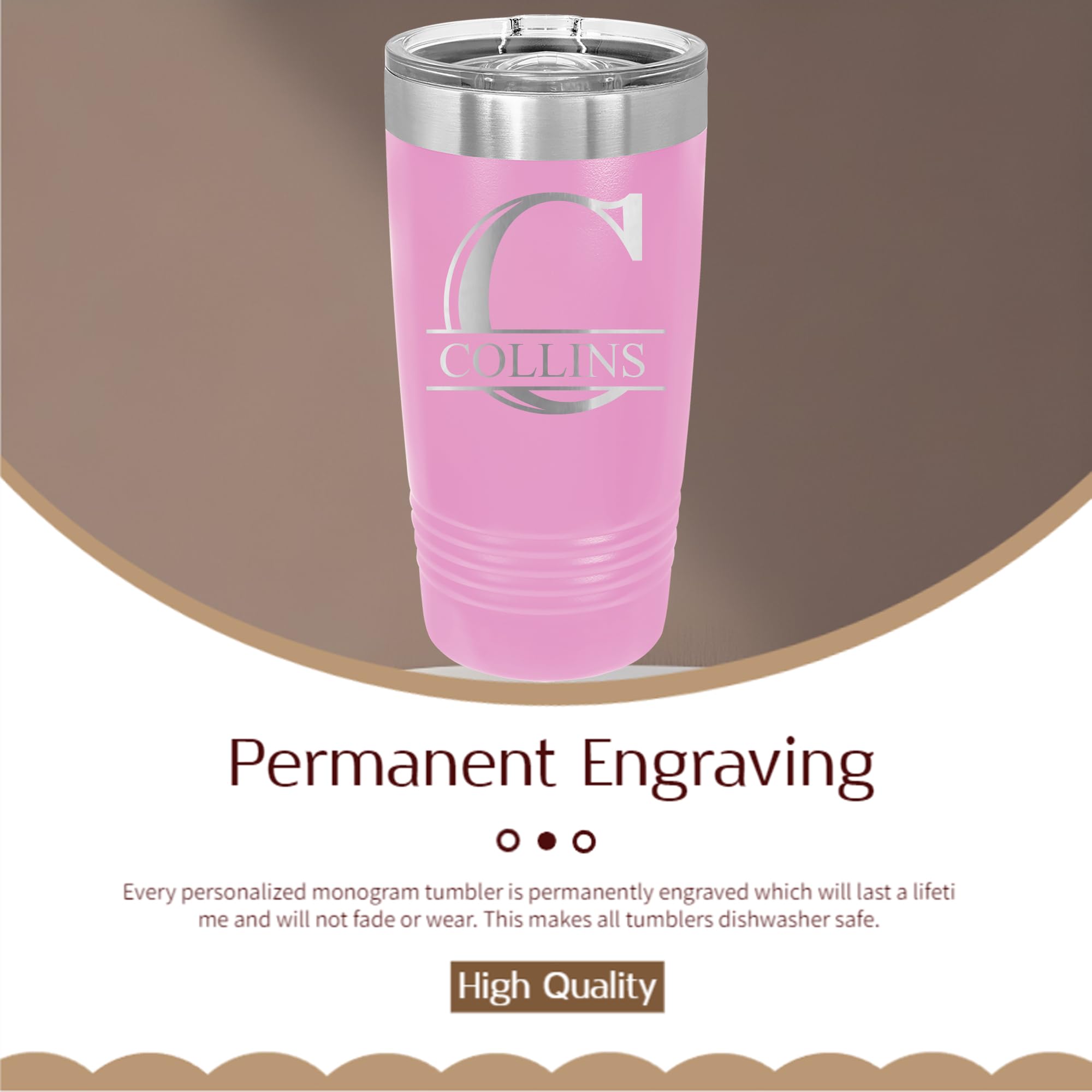Personalized Tumbler with Engraved Name, Custom 20oz Stainless Steel Travel Mug with Lids, Monogrammed Gifts for Men with Initials, Double Wall Insulated, Unique Christmas Birthday Gift(Design 1)