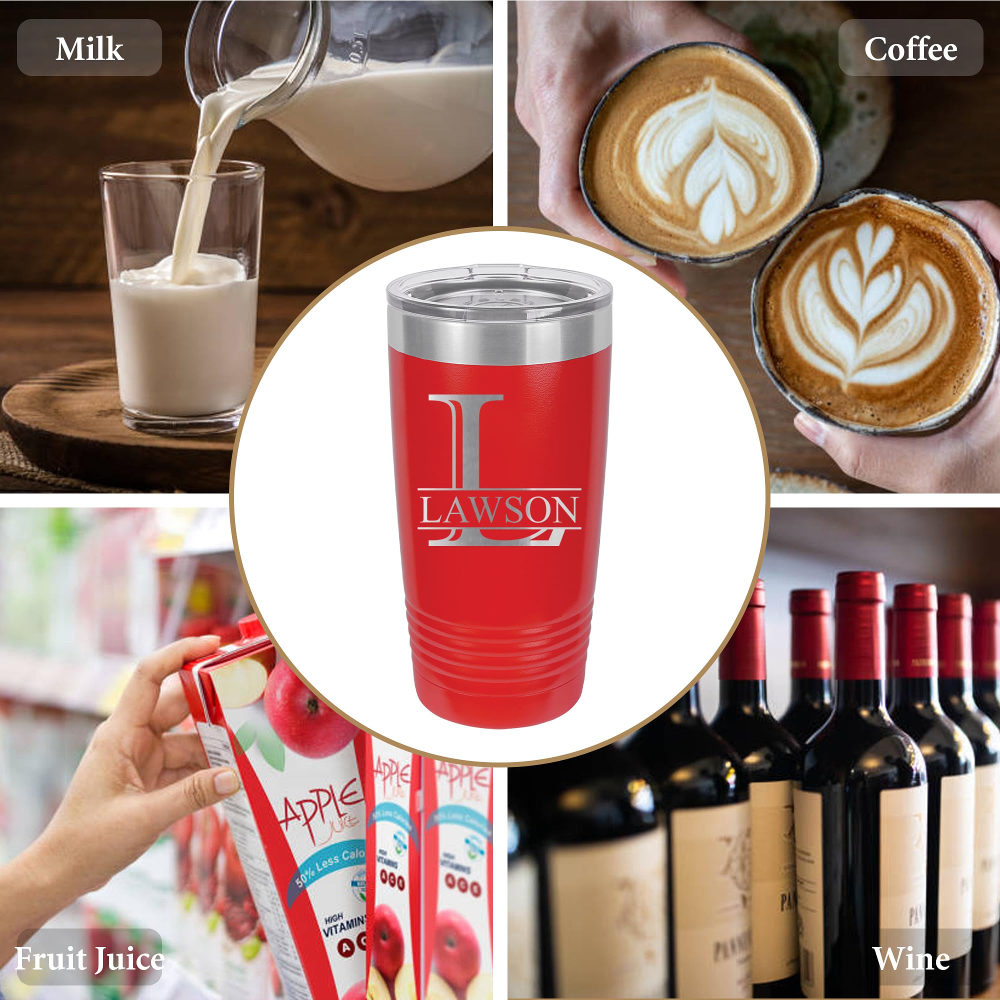 Personalized Tumbler with Engraved Name, Custom 20oz Stainless Steel Travel Mug with Lids, Monogrammed Gifts for Men with Initials, Double Wall Insulated, Unique Christmas Birthday Gift(Design 1)