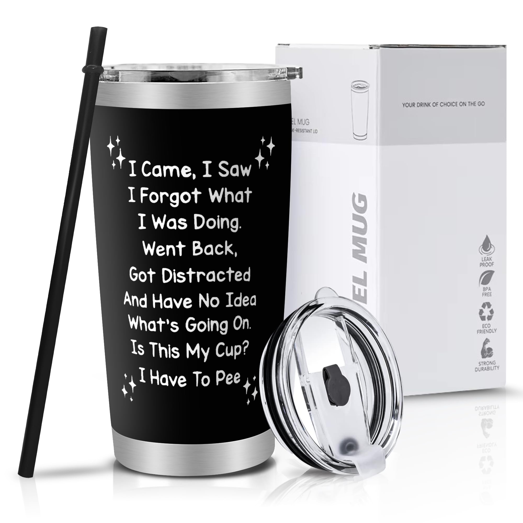 Birthday Gifts for Women/Men-I Came I Saw I Forgot Tumbler 20oz-Funny Coffee Mug,Senior Citizen Gift, Retirement Gifts,60th 70th 80th Birthday Presents for Men Women,Insulated Mug-B