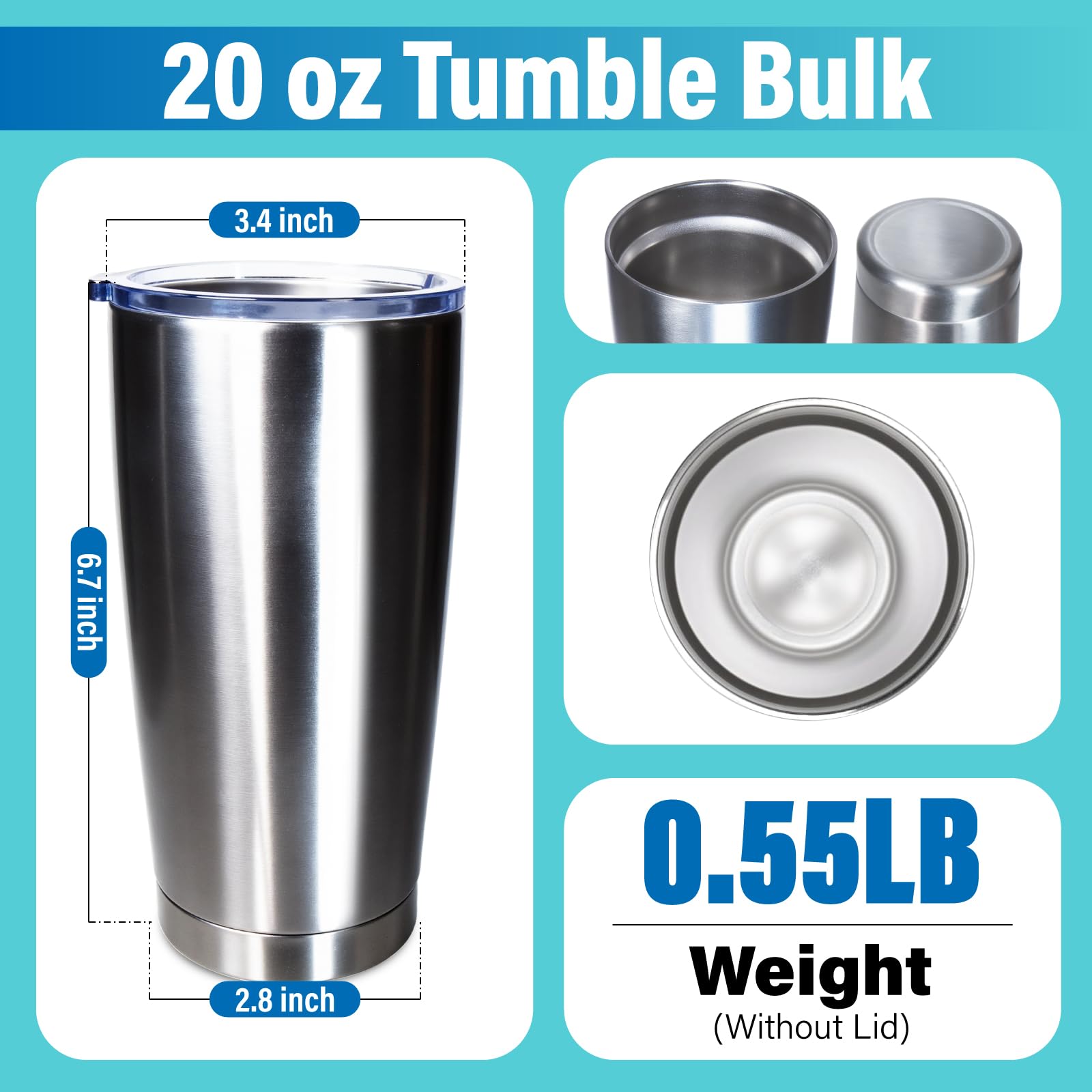 20 oz Tumblers, Stainless Steel Travel Coffee Mug with Lid, Double Wall Vacuum Insulated Coffee Tumbler, Durable Powder Coated Coffee Cup for Hot and Cold Drinks 1 Pack, Stainless