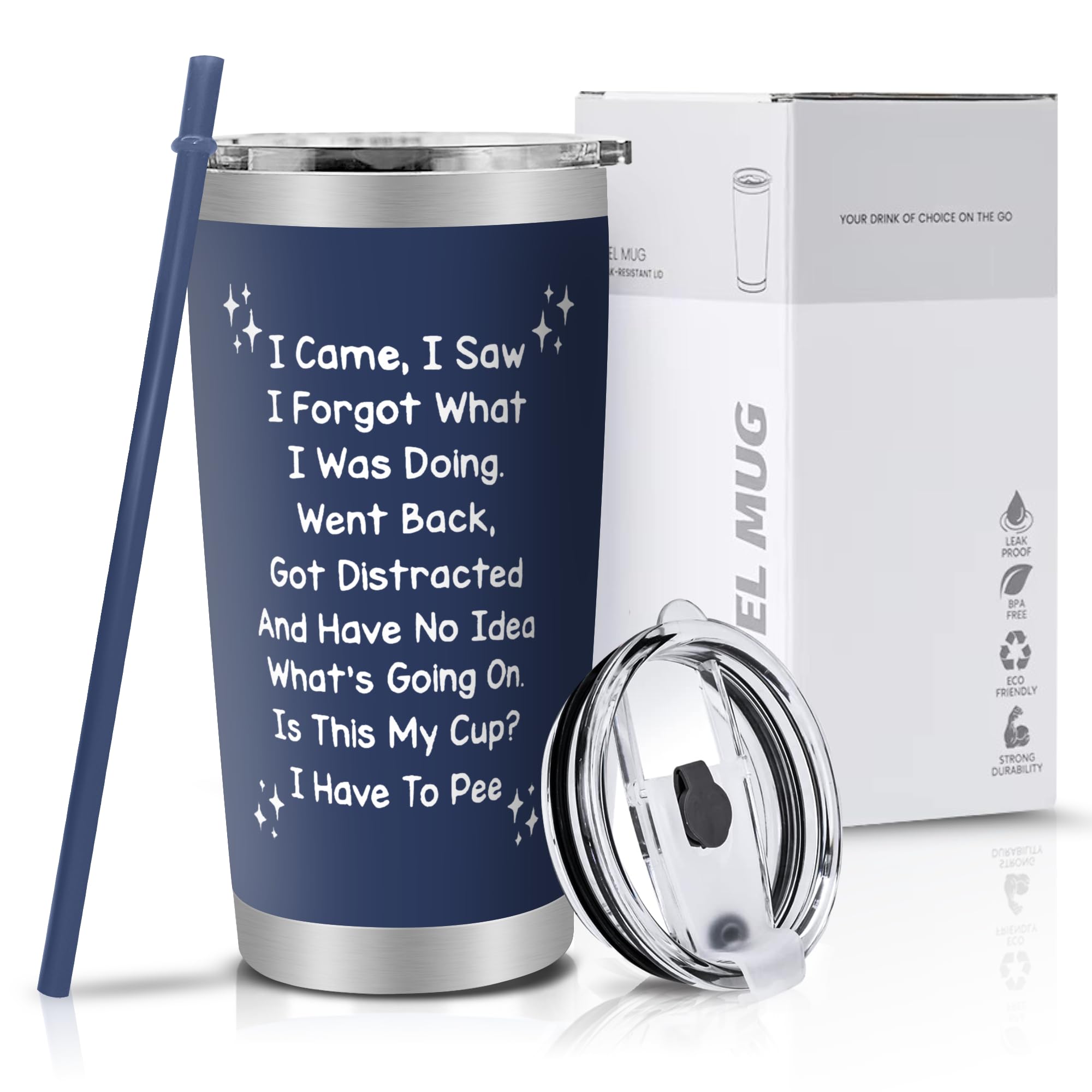 Birthday Gifts for Women/Men-I Came I Saw I Forgot Tumbler 20oz-Funny Coffee Mug,Senior Citizen Gift, Retirement Gifts,60th 70th 80th Birthday Presents for Men Women,Insulated Mug-NB