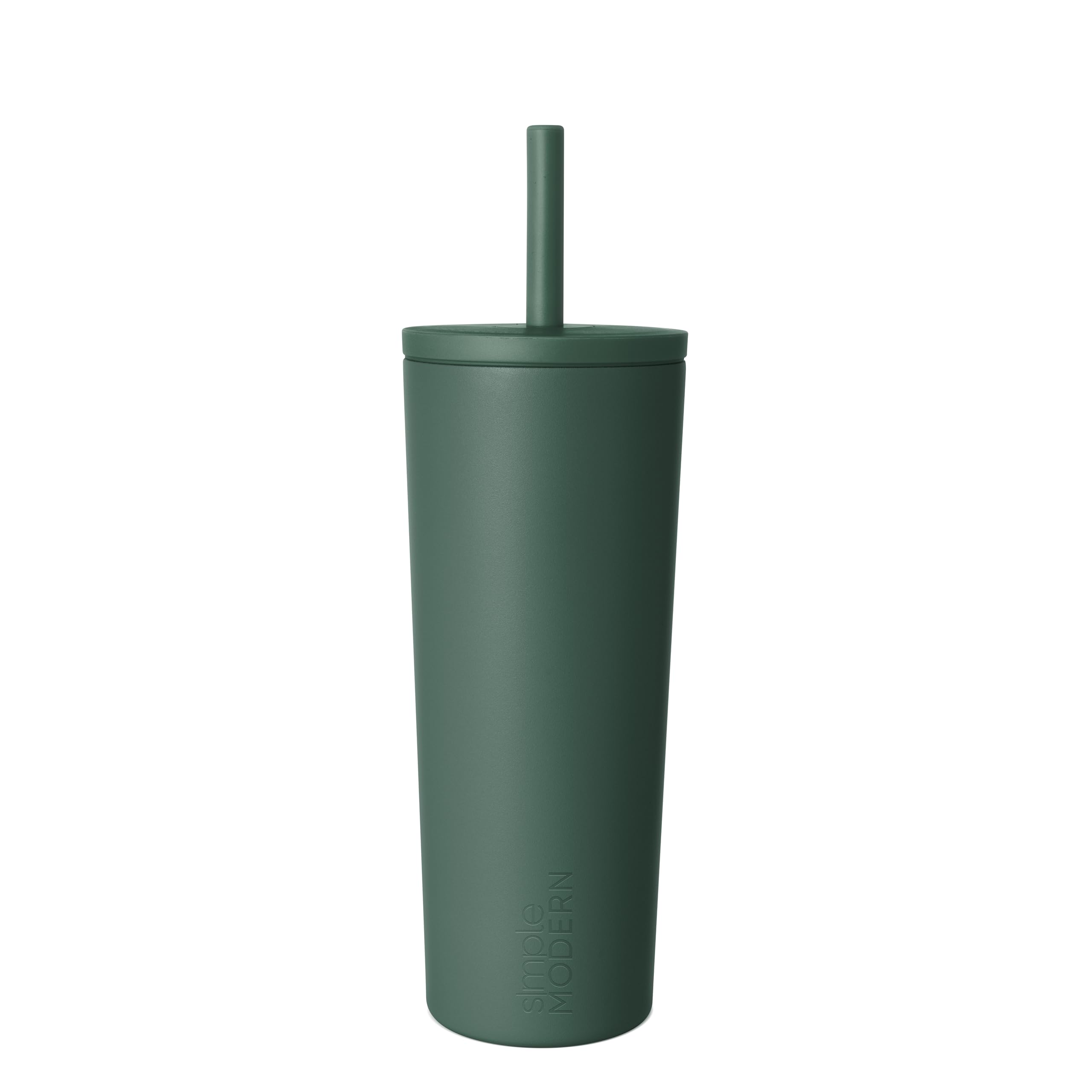 Simple Modern Insulated Tumbler with Lid and Straw | Leak-Proof Iced Coffee Cup | Ceramic-Lined Stainless Steel Travel Mug | Gifts for Women Her Him | Classic Signature | 24oz | Forest