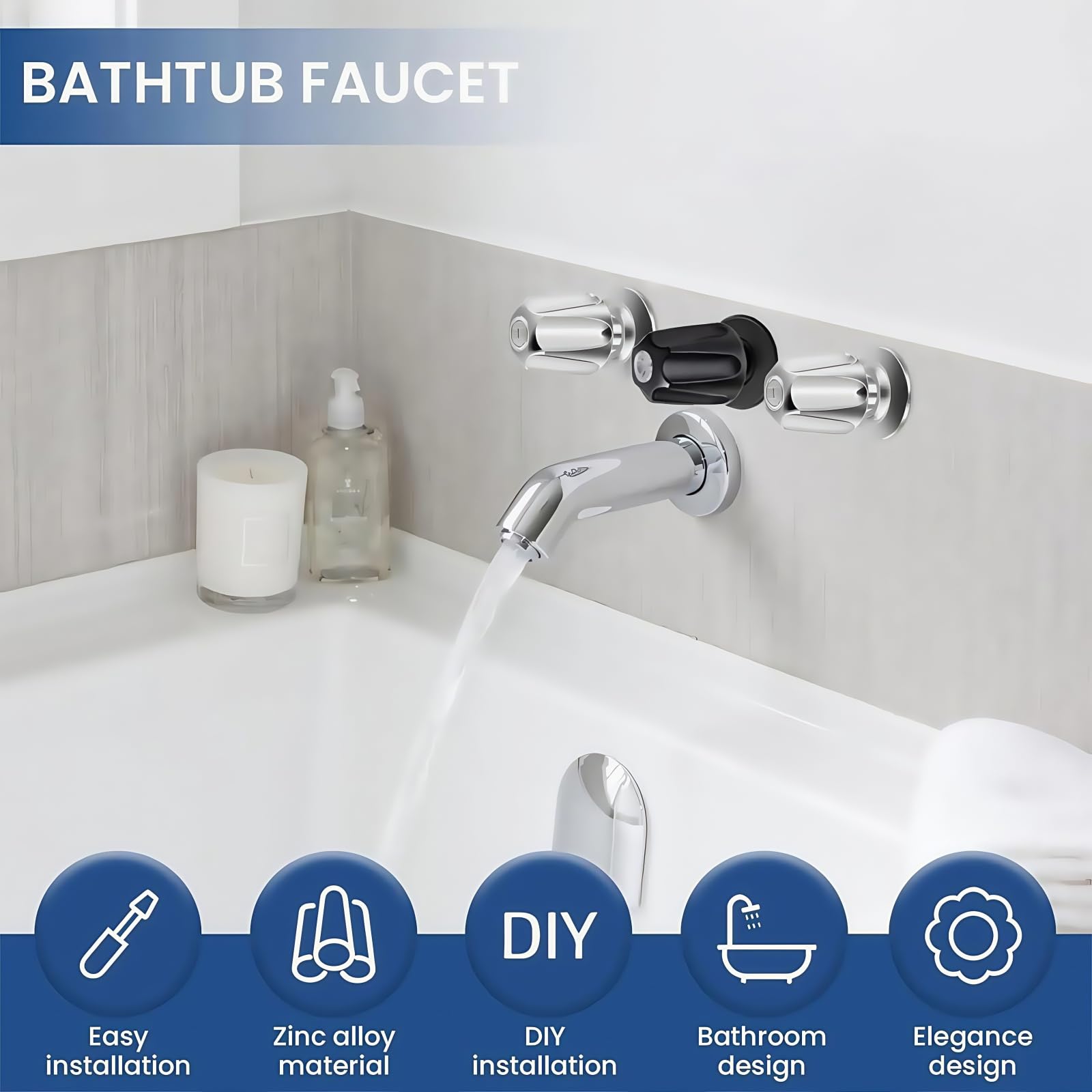 6 Pcs Shower Faucet Handle,Shower Knob Replacement Compatible with Price Pfister Verve and Bathtub/Shower Faucet Handle,Include Hot and Cold/Diverter Shower Knob and 6 Screws for Remodeling Trim