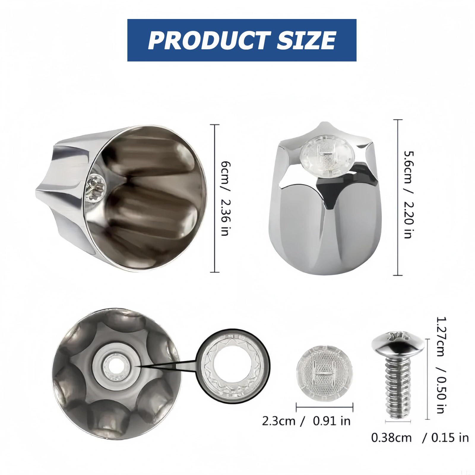 6 Pcs Shower Faucet Handle,Shower Knob Replacement Compatible with Price Pfister Verve and Bathtub/Shower Faucet Handle,Include Hot and Cold/Diverter Shower Knob and 6 Screws for Remodeling Trim