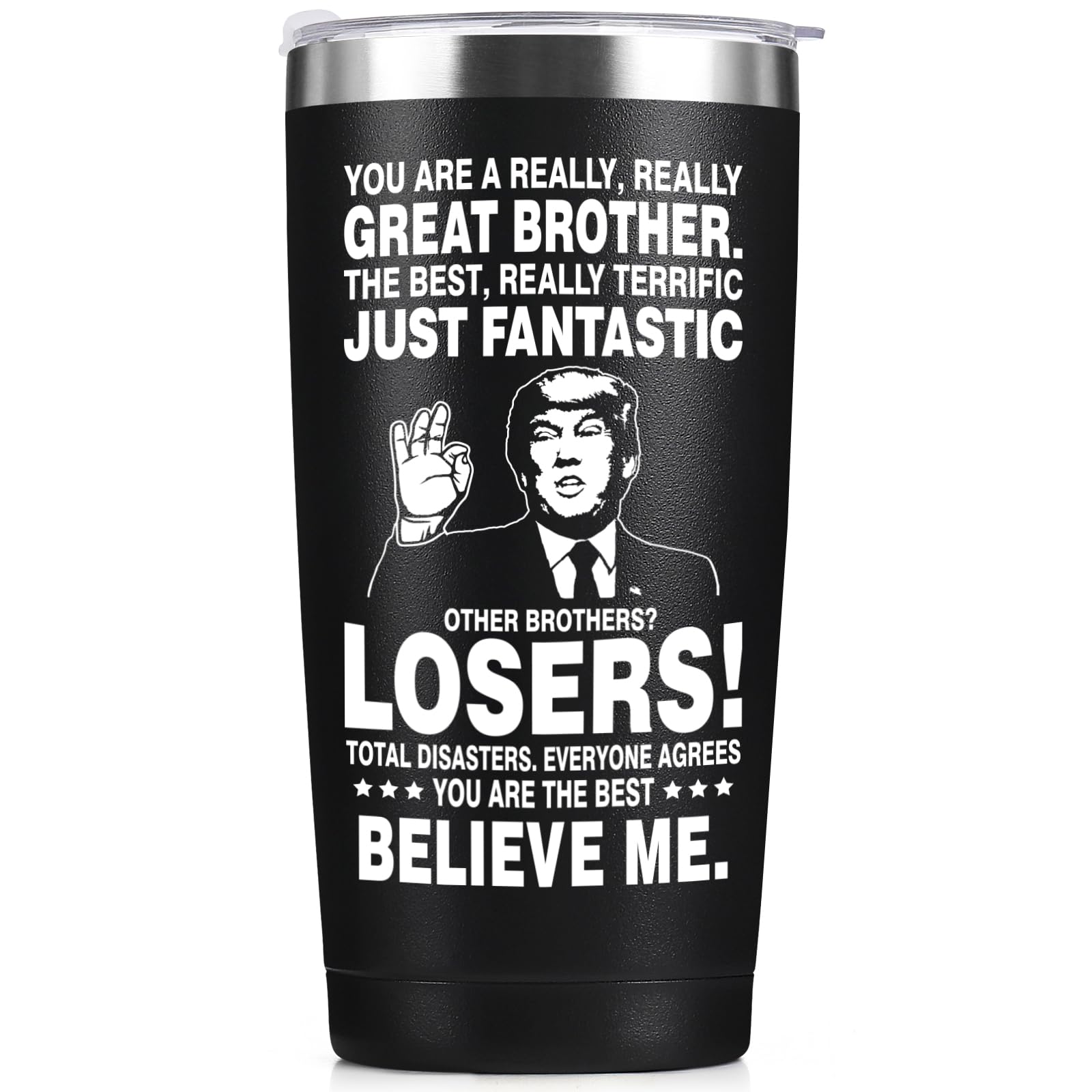 WOELIVE Father's Day Gift for Brother from Sister, Siblings - Best Birthday Gifts Christmas Ideas for Brother In Law - Funny Gag Fathers Day Brothers Gifts - 20 Oz Black Tumbler