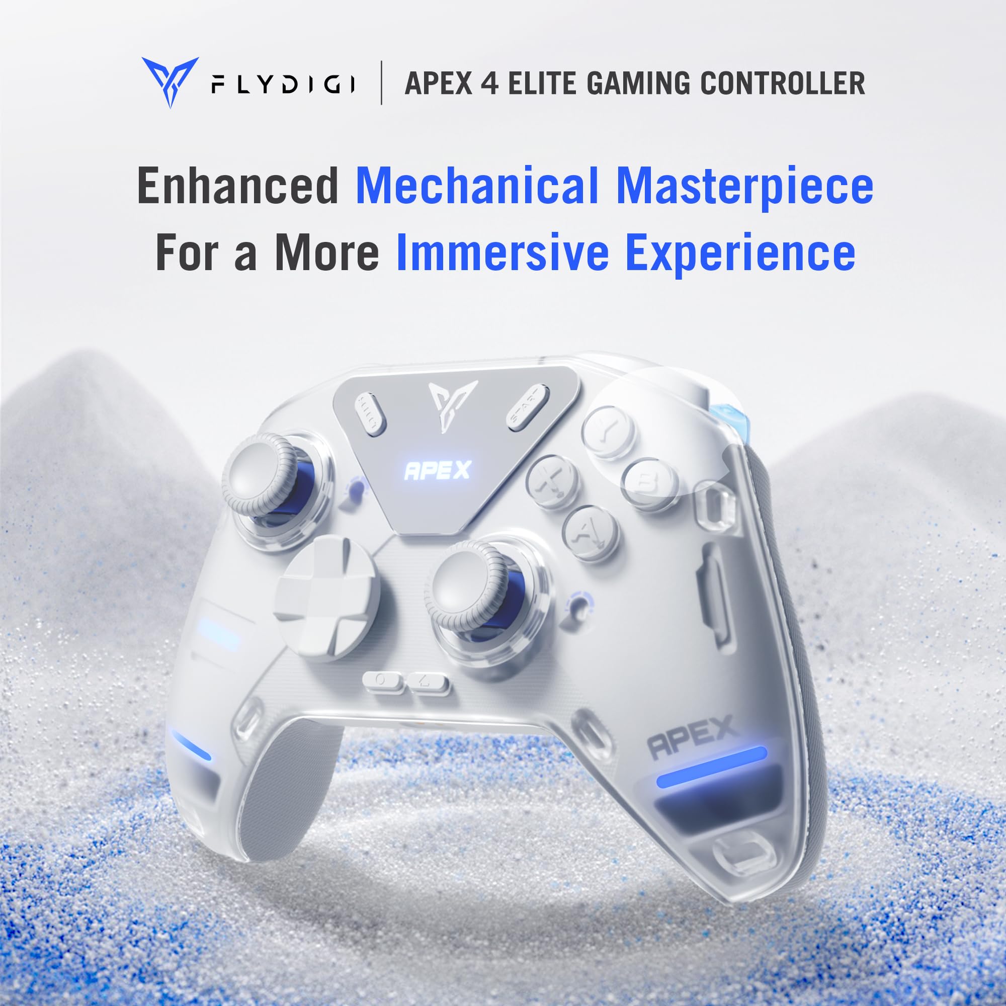 FLYDIGI APEX 4 Wireless PC Controller Forceflex Joystick Forceadapt Trigger 1000Hz Report Rate Full-Color LCD Display 1500mAh Battery Stereo Vibration PC/NS/TV/Android/Laptop