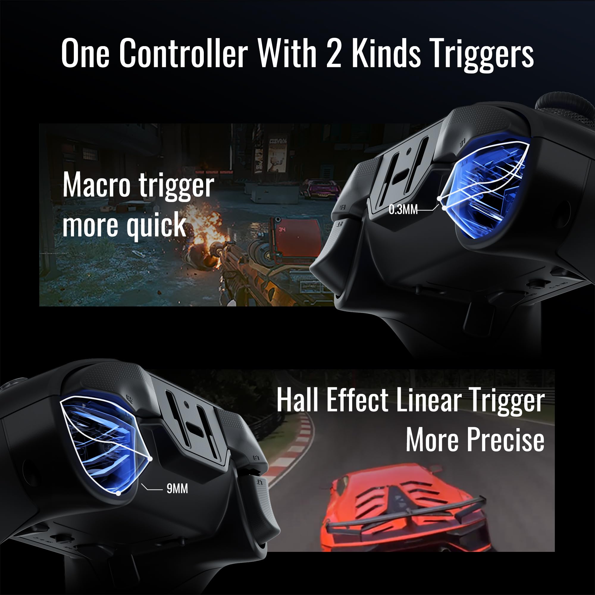 FLYDIGI Vader 4 Pro Controller Force Adjustment Lever Joystick Hall & Micro Triggers 1000Hz Report Rate Stereo Vibration 800mAh Multi-Platform for PC/TV/NS/Android