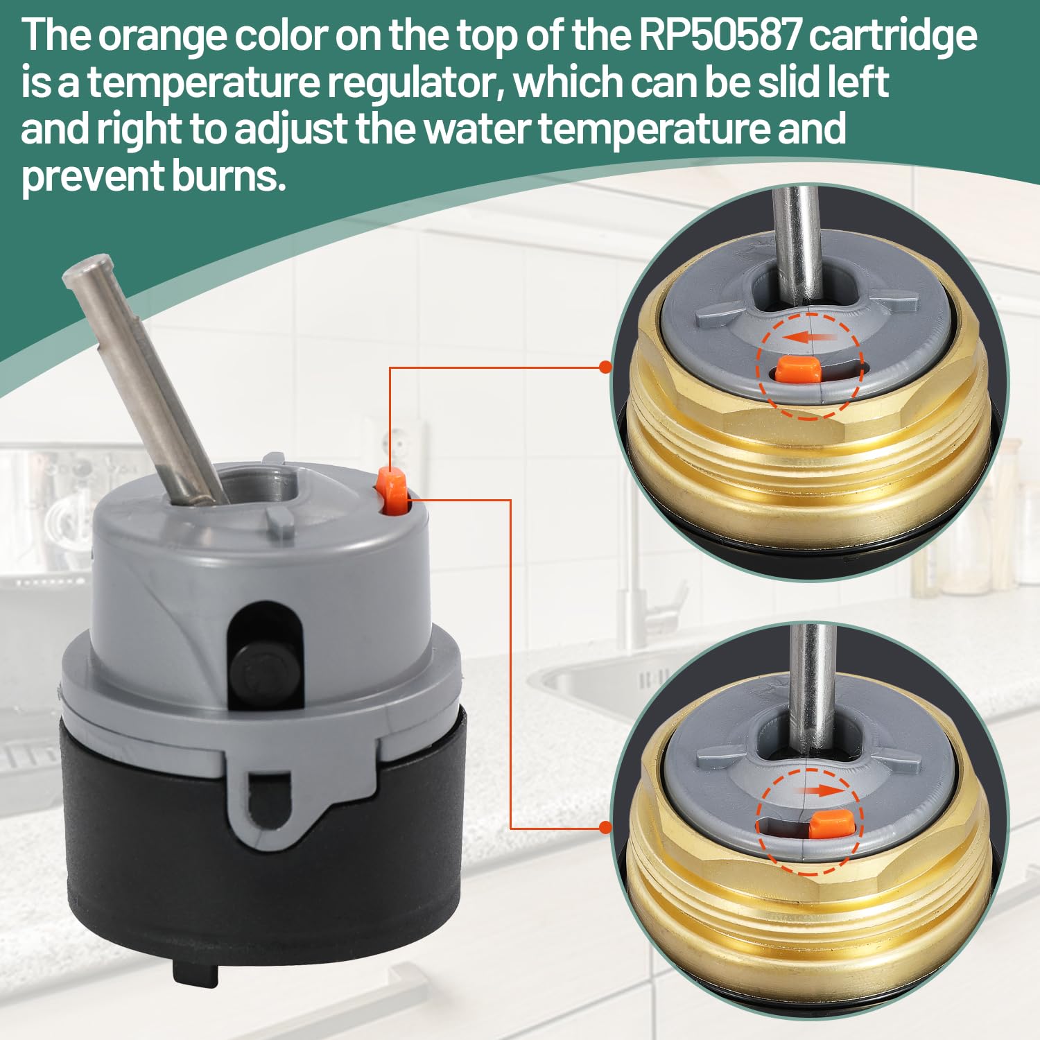 RP50587 Cartridge and RP51503 Bonnet Nut Faucet Valve Kit for Delta for DST Single Handle Kitchen and Lavatory Shower Faucets 36mm Motion Cartridge
