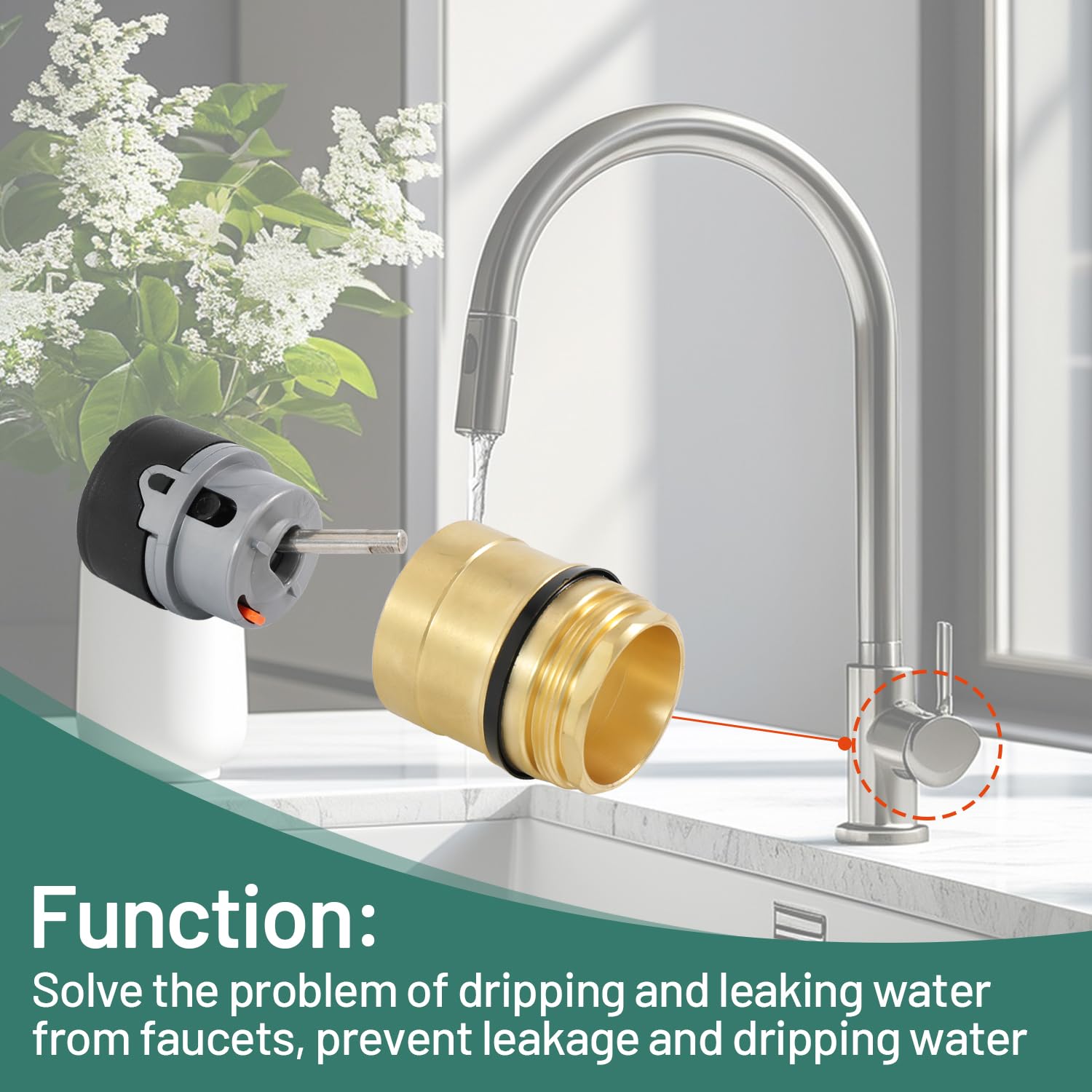 RP50587 Cartridge and RP51503 Bonnet Nut Faucet Valve Kit for Delta for DST Single Handle Kitchen and Lavatory Shower Faucets 36mm Motion Cartridge