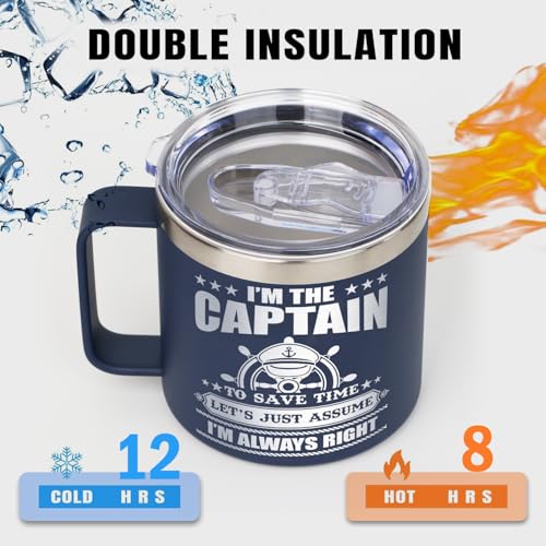 FROOBLEQUIRK 14 Oz Boating Tumbler β Captain & Boat Owner Gift, Nautical Accessories for Men, Pontoon Boater Gift, Funny Boat Lover Drinkware