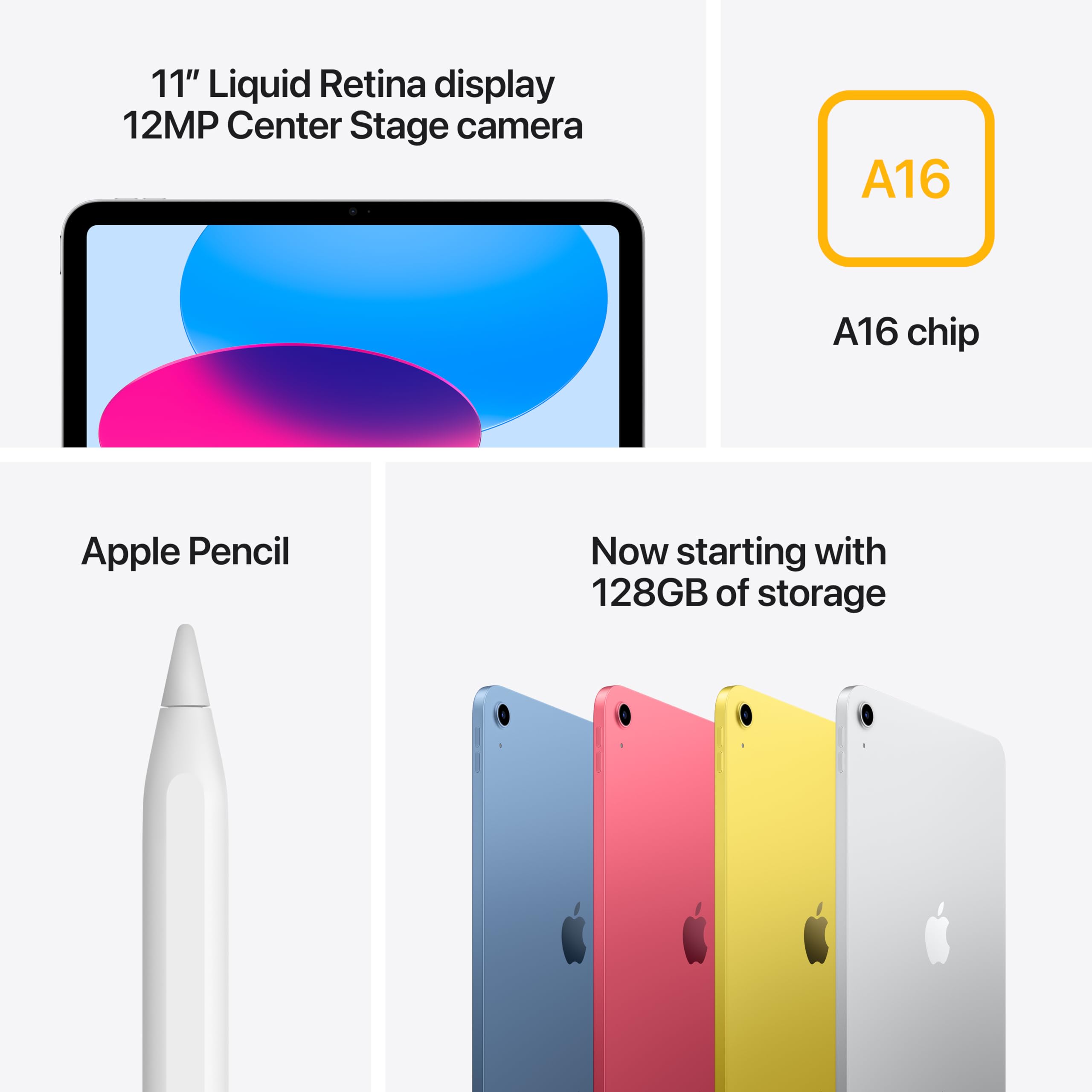New Apple iPad 11-inch: A16 chip, 11-inch Model, Liquid Retina Display, 128GB, Wi-Fi 6, 12MP Front/12MP Back Camera, Touch ID, All-Day Battery Life — Blue