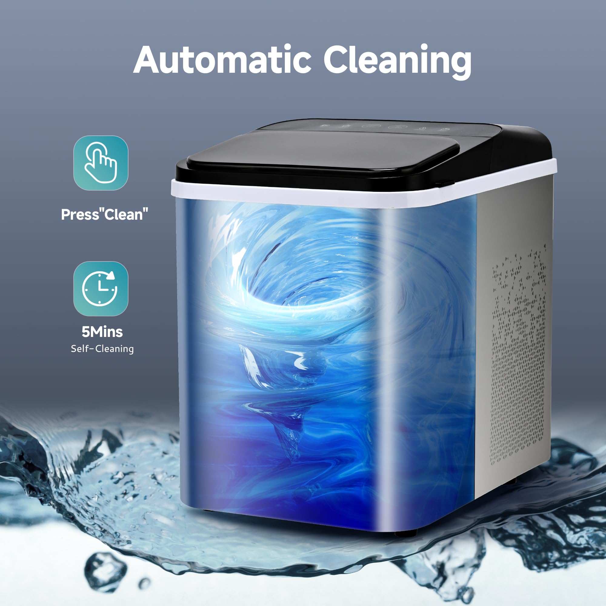 EUHOMY Nugget Ice Maker Countertop, Ready in 8 Mins, 35lbs/24H, Self-Cleaning, Portable Ice Makers Machine with Ice Scoop & Basket, Sonic Ice Maker with Chewable Pellet Ice for Home/Party/RV/Camping