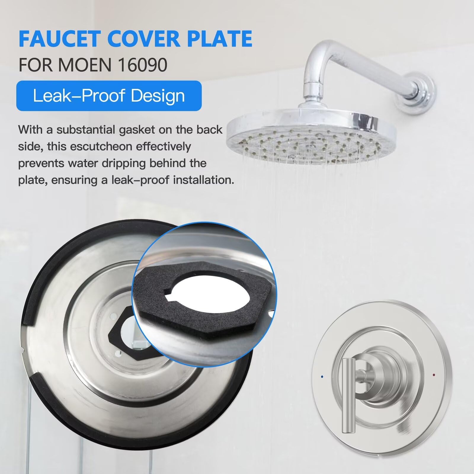 Vicue New Version Escutcheon Replacement for Moen 16090 Chateau Collection, for One-Handle Tub and Shower Faucets, Brushed Nickel