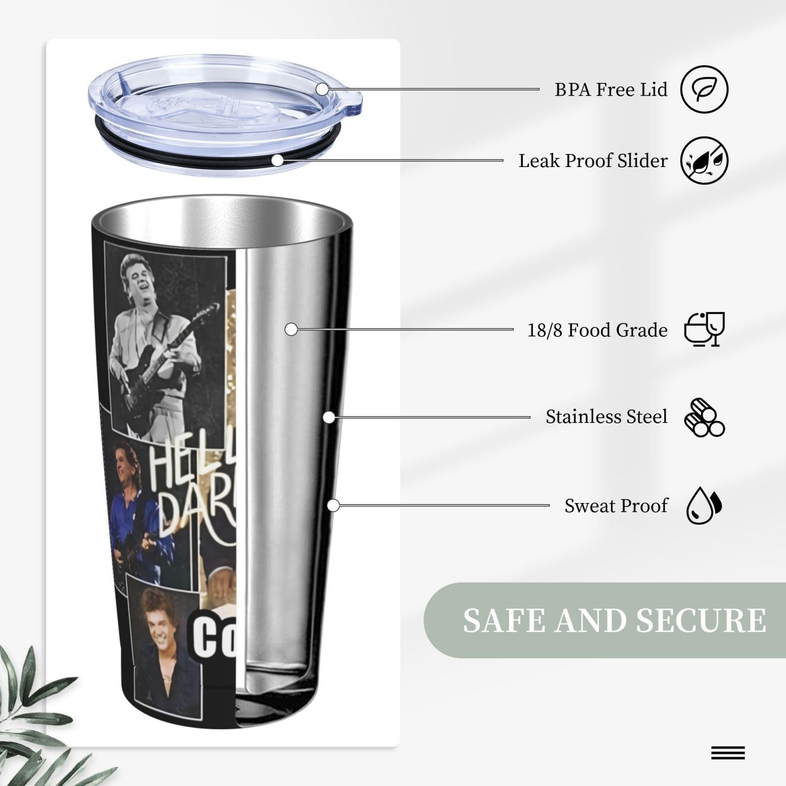 LUNKIND Conway Musics Twitty 20 oz Stainless Steel Insulated Car Sippy Cup With Lid Travel Mug for Cold Hot
