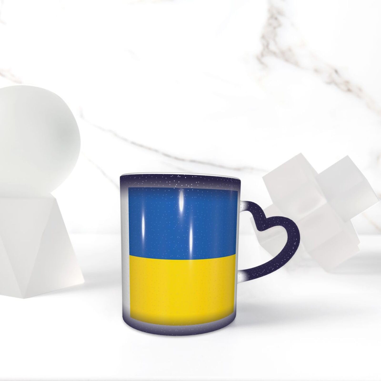 BBEXJIGY Flag of Ukraine Print Thermal Reactive Coffee Mug Ceramic Cups That Change Color with Heat
