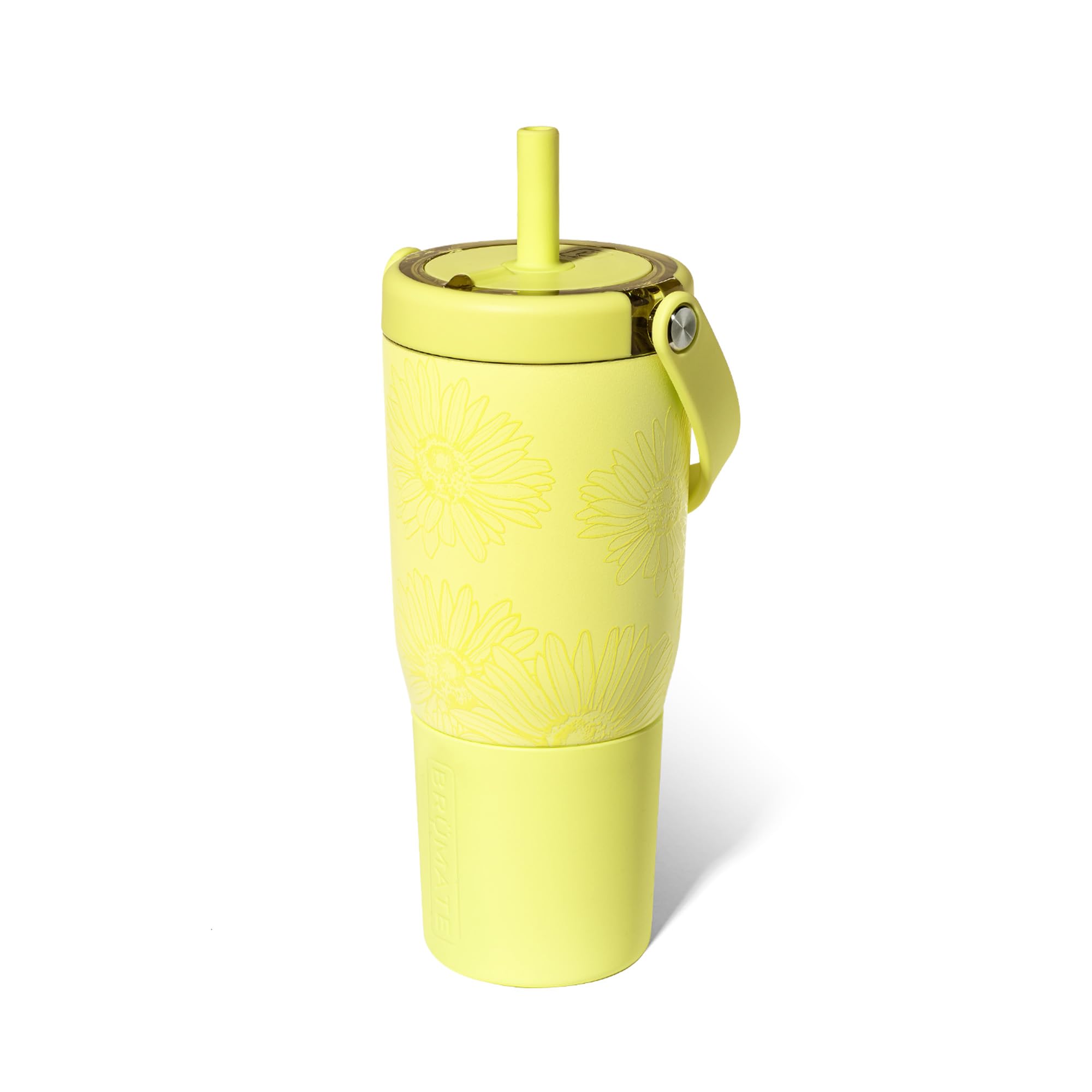 BrüMate Resa 25oz 100% Leakproof Travel Tumbler with Handle & Straw | Flexible Soft Sip Straw | Silicone Sleeve for Durability | Stainless Steel | Cup Holder & Travel Friendly | (Citrus Daisy)