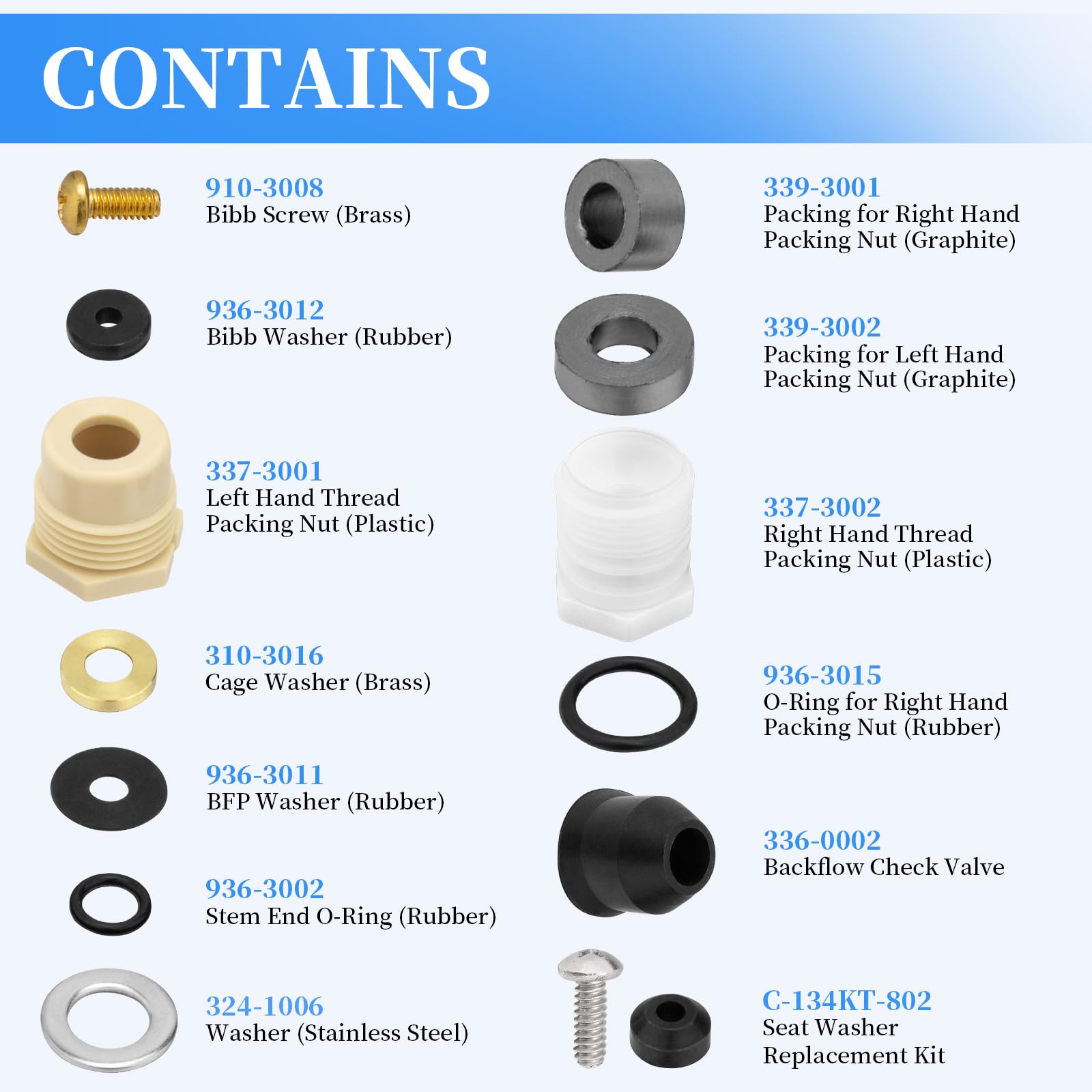 630-7755 Wall Hydrant Repair Kit Compatible with Prier Mansfield 300 400 500 Series Wall Outdoor Hydrant Faucet