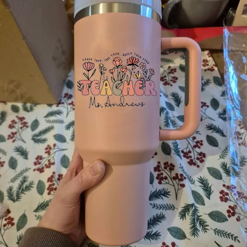 Personalized Teacher Tumbler With Name, Personalized Teacher 40oz Tumbler, Cute Tumbler For Teacher, Teacher Gift, Teacher Week, Back to School Gift, Thank You Gift Teacher 1