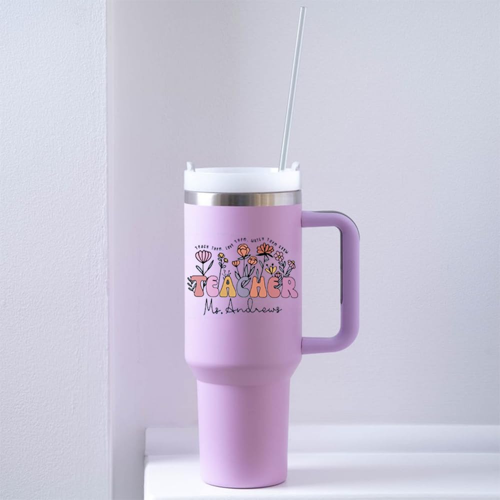 Personalized Teacher Tumbler With Name, Personalized Teacher 40oz Tumbler, Cute Tumbler For Teacher, Teacher Gift, Teacher Week, Back to School Gift, Thank You Gift Teacher 1