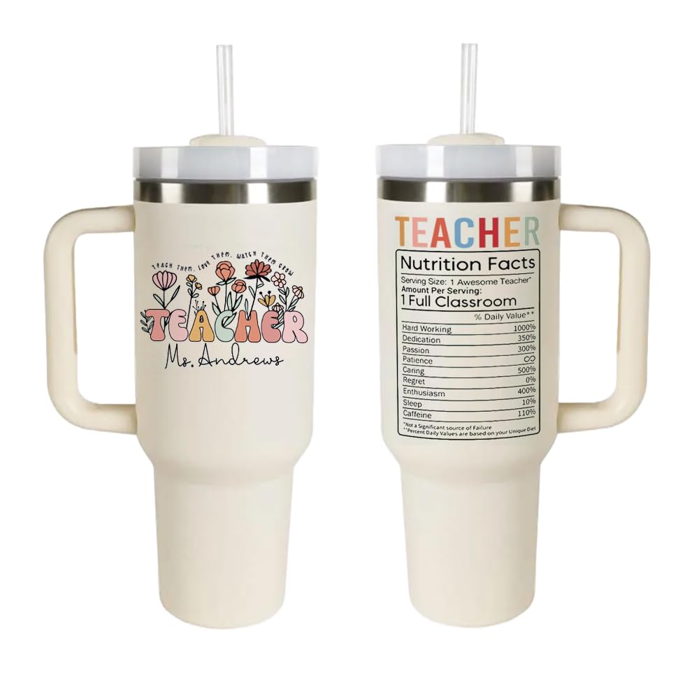 Personalized Teacher Tumbler With Name, Personalized Teacher 40oz Tumbler, Cute Tumbler For Teacher, Teacher Gift, Teacher Week, Back to School Gift, Thank You Gift Teacher 1