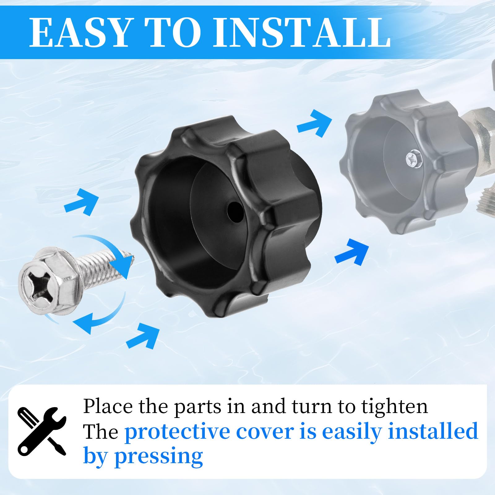 GJK 630-7965 Wall Hydrant Handle Kit Compatible with Prier Mansfield 300 400 & 500 Series Wall Hydrants, Wheel Shaped Frost Proof Hydrant Faucet Handle Parts, Outdoor Faucet Handle & Screw Kit