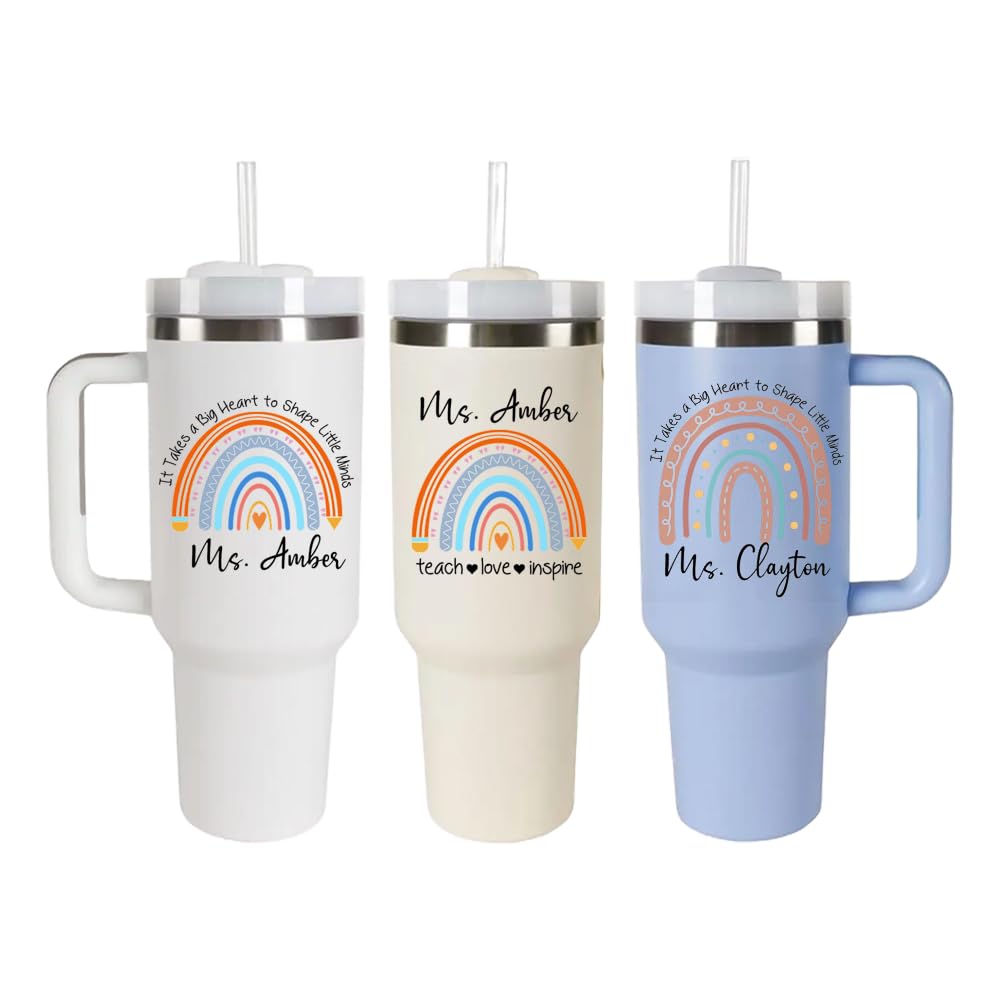Personalized Teacher Tumbler With Name, Personalized Teacher 40oz Tumbler, Cute Tumbler For Teacher, Teacher Gift, Teacher Week, Back to School Gift, Thank You Gift Teacher 2