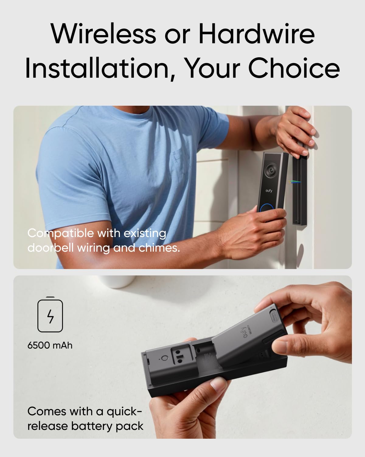 eufy Video Doorbell C31, 2K FHD, Dual Power Options, Live Video Call, Easy Installation, Quick-Release Battery, 24/7 Recording, Human and Motion Detection, HomeBase S380 Compatible, No Monthly Fee