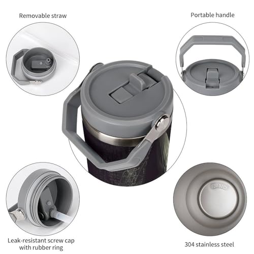 HJUQNGF 30oz Stainless Steel Insulated Tumbler with Flip Lid & Straw, Leakproof Travel Mug for Car, Hacker Double Wall Vacuum Thermal Coffee Cup with Handle, Spill-Proof Design for Hot/Cold Drinks