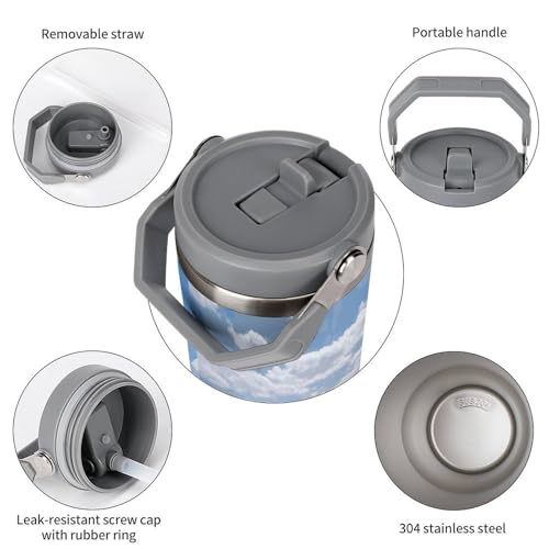 30oz Stainless Steel Insulated Tumbler with Flip Lid & Straw, Leakproof Travel Mug for Car, Niagara Falls Double Wall Vacuum Thermal Coffee Cup with Handle, Spill-Proof Design for Hot/Cold Drinks