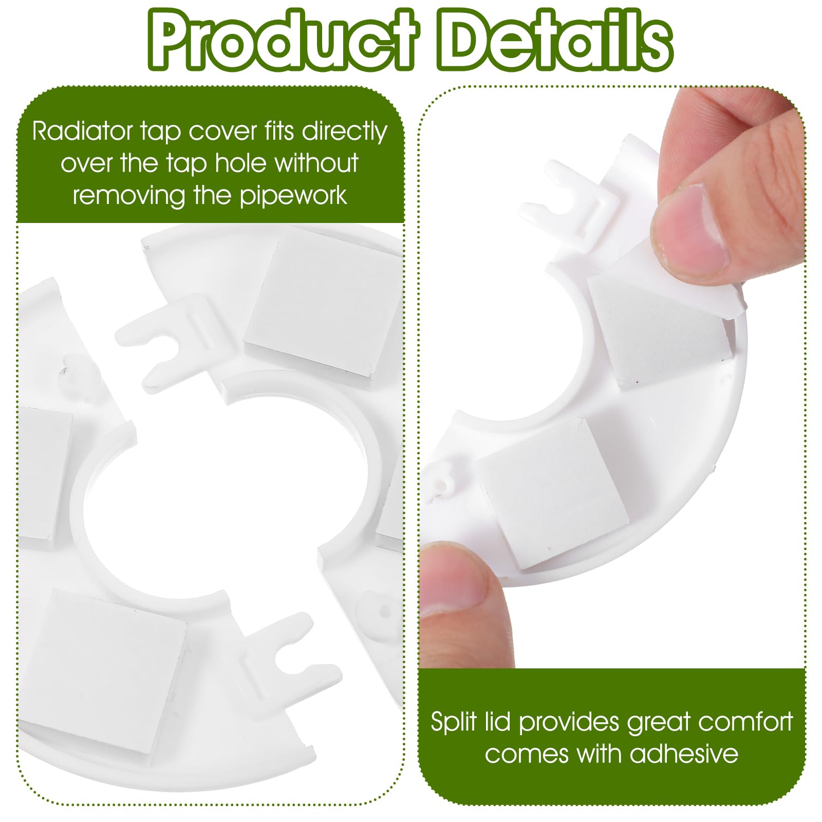 2PCS plumbing cover plates, Buckle Design pipe flange Self-Adhesive wall split flange for kitchen, bedroom, bathroom, Faucet,decoration(Round, Square)
