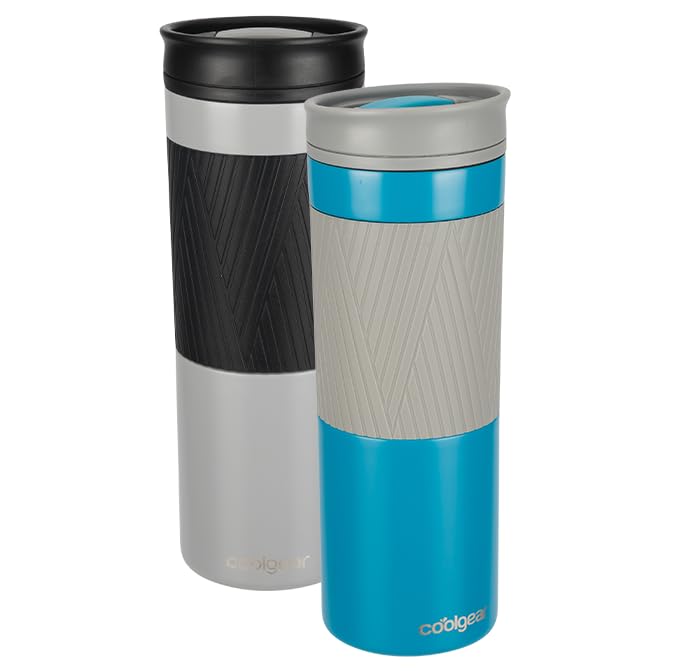 COOL GEAR 2 Pack 20oz Amelia Coffee Travel Mug with Spill Resistant Slider Lid - Blue/Black