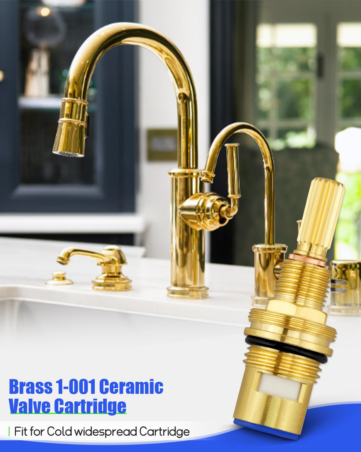 Urnqowuy Brass 1-001 Widespread Cartridge Cold Side Fit for Newport Brass 1-001 Faucet Ceramic Cold Cartridge