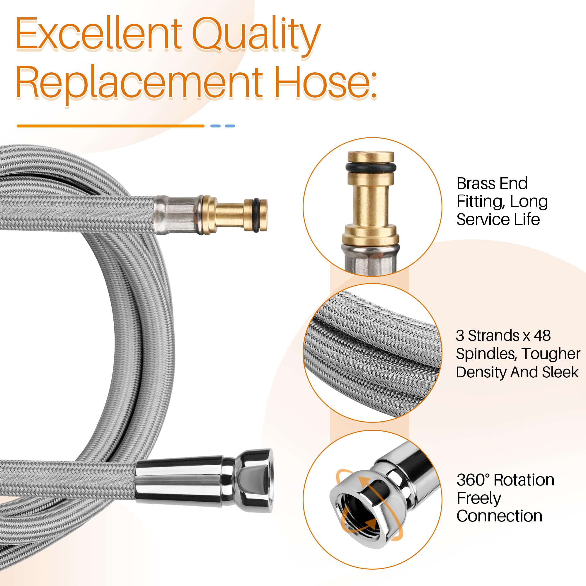 Kitchen Faucet Pull Down Hose 150259 for Moen Faucet Replacement Part 150259 Hose, Faucet Part 187108 Kitchen Sink Hose Compatible with Moen Pull Down Sprayer