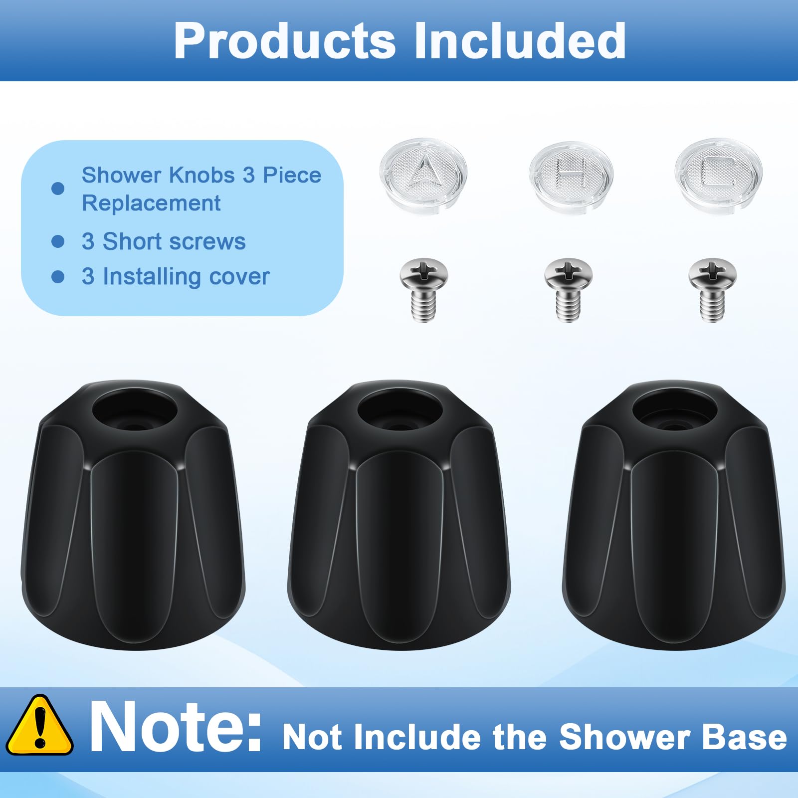 UCDETD Metal Shower Knobs 3 Piece Replacement, Compatible with Price Pfister Verve and Bathtub Shower Faucet Handle, Shower Knobs Include Hot/Cold/Diverter and 3 Screws (Matte Black)