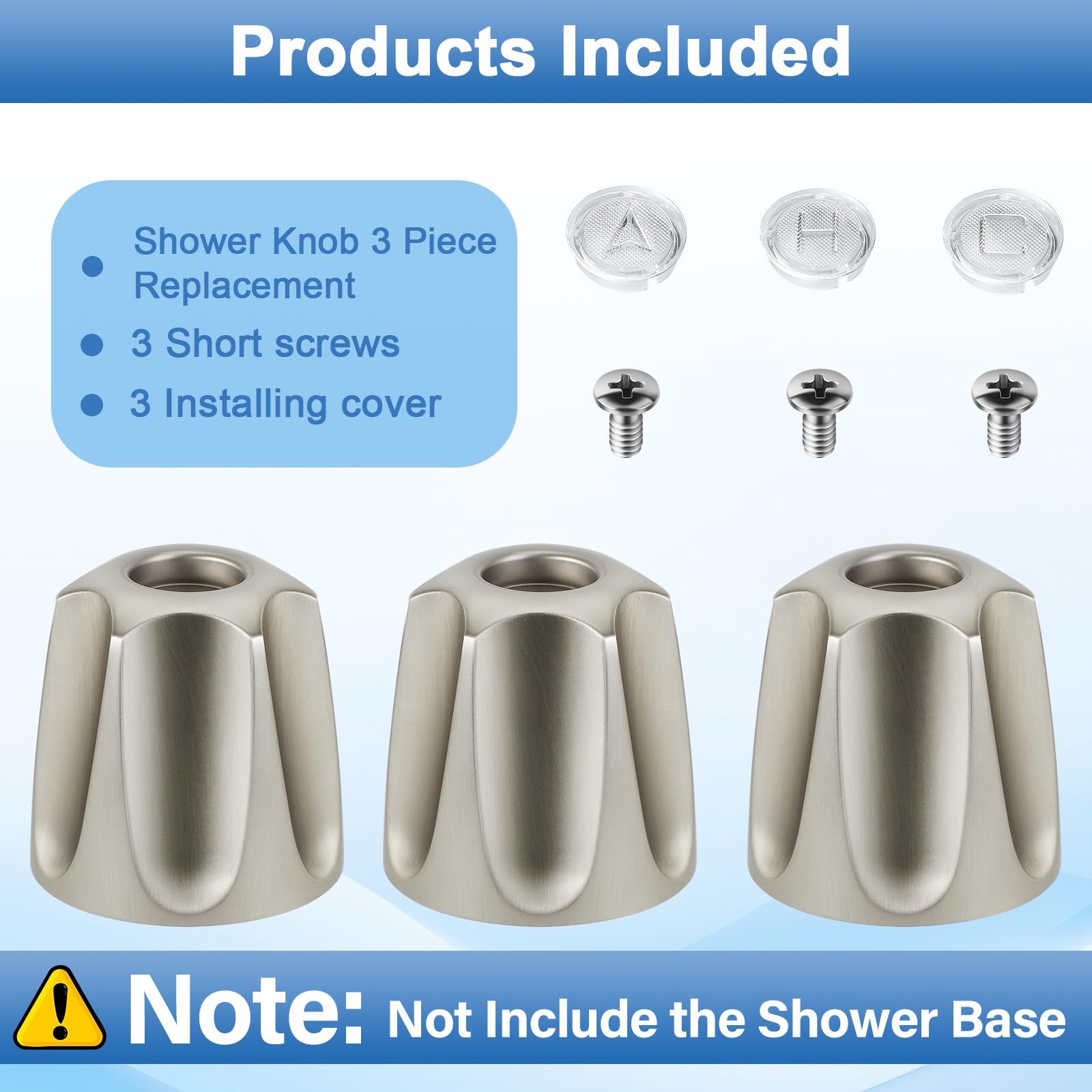 UCDETD Metal Shower Knobs 3 Piece Replacement, Compatible with Price Pfister Verve and Bathtub Shower Faucet Handle, Shower Knobs Include Hot/Cold/Diverter and 3 Screws (Brushed Nickel)