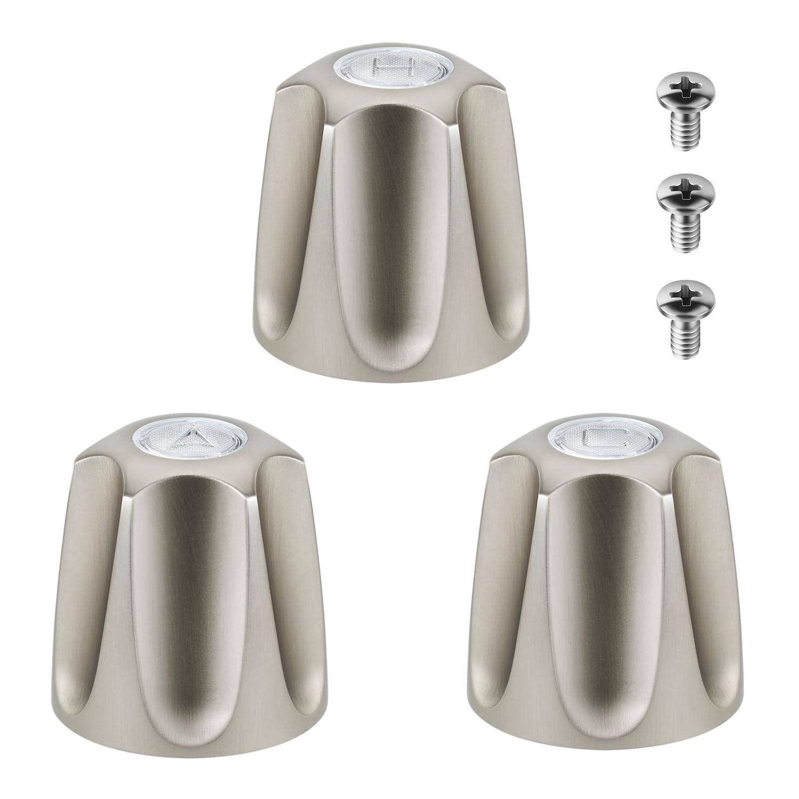 UCDETD Metal Shower Knobs 3 Piece Replacement, Compatible with Price Pfister Verve and Bathtub Shower Faucet Handle, Shower Knobs Include Hot/Cold/Diverter and 3 Screws (Brushed Nickel)