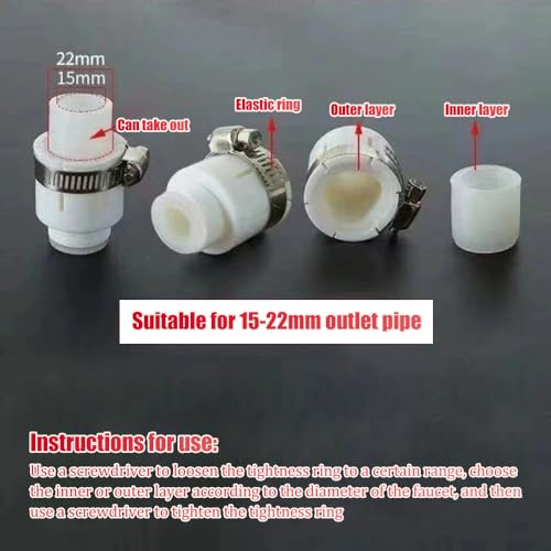 WSDMAVIS 5Pcs 360° Rotatable Universal Faucet Adapter Anti-Splash Threadless Faucet Aerator Connector for Kitchen Bathroom Home Use for 15-22mm Outlet Pipes
