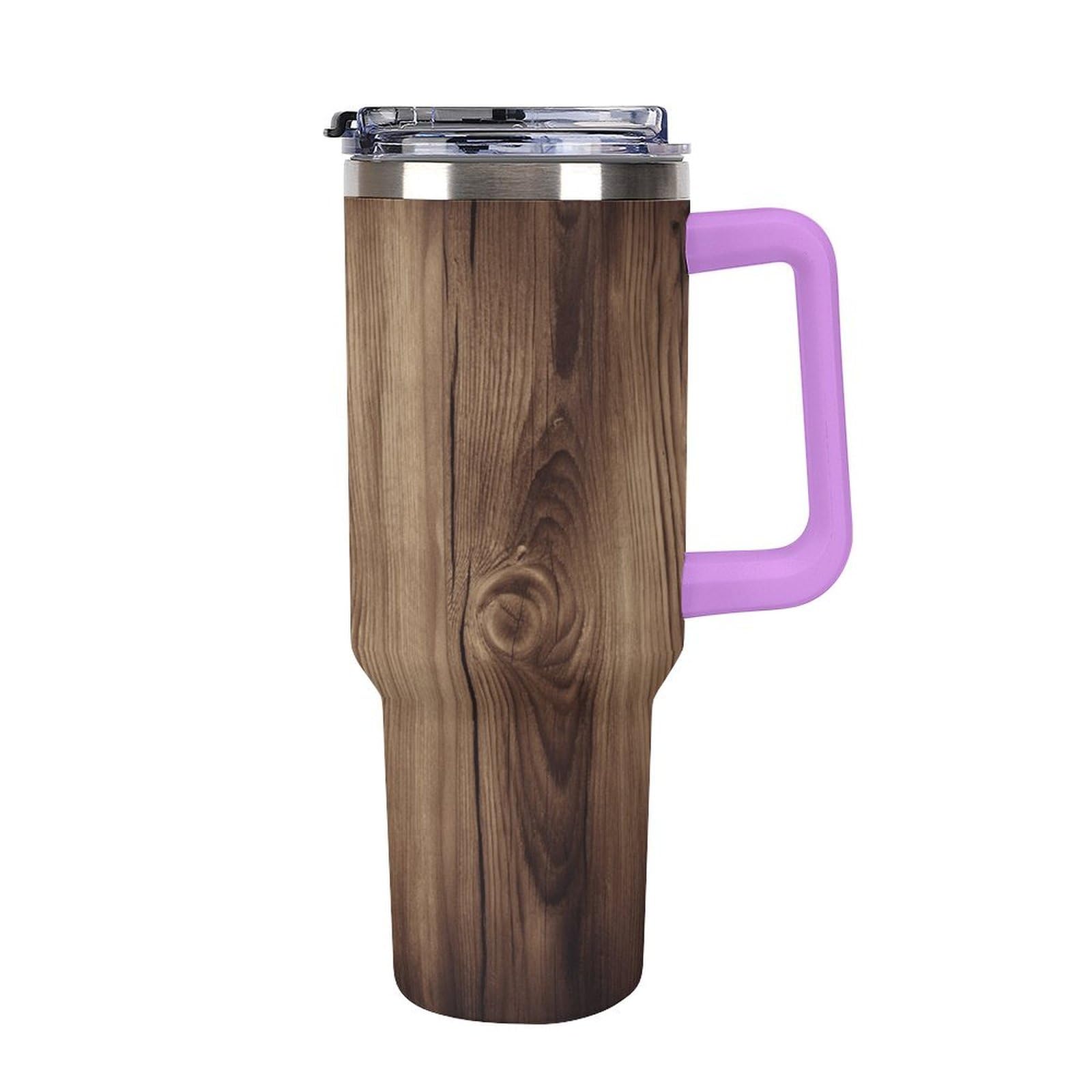 WYUSPGK 40oz Stainless Steel Car Mug, Wood Grain Print Travel Mug, Double-Wall Insulated with Straw, Perfect for Car, Office, Outdoor