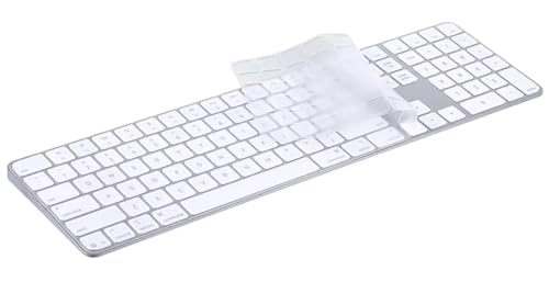 Yuomik Silicone Keyboard Cover Skin Protector Compatible for 2024 M4 iMac Magic Keyboard with Touch ID and Numeric Keypad (Model A3119) (Clear, Compatible for A3119)