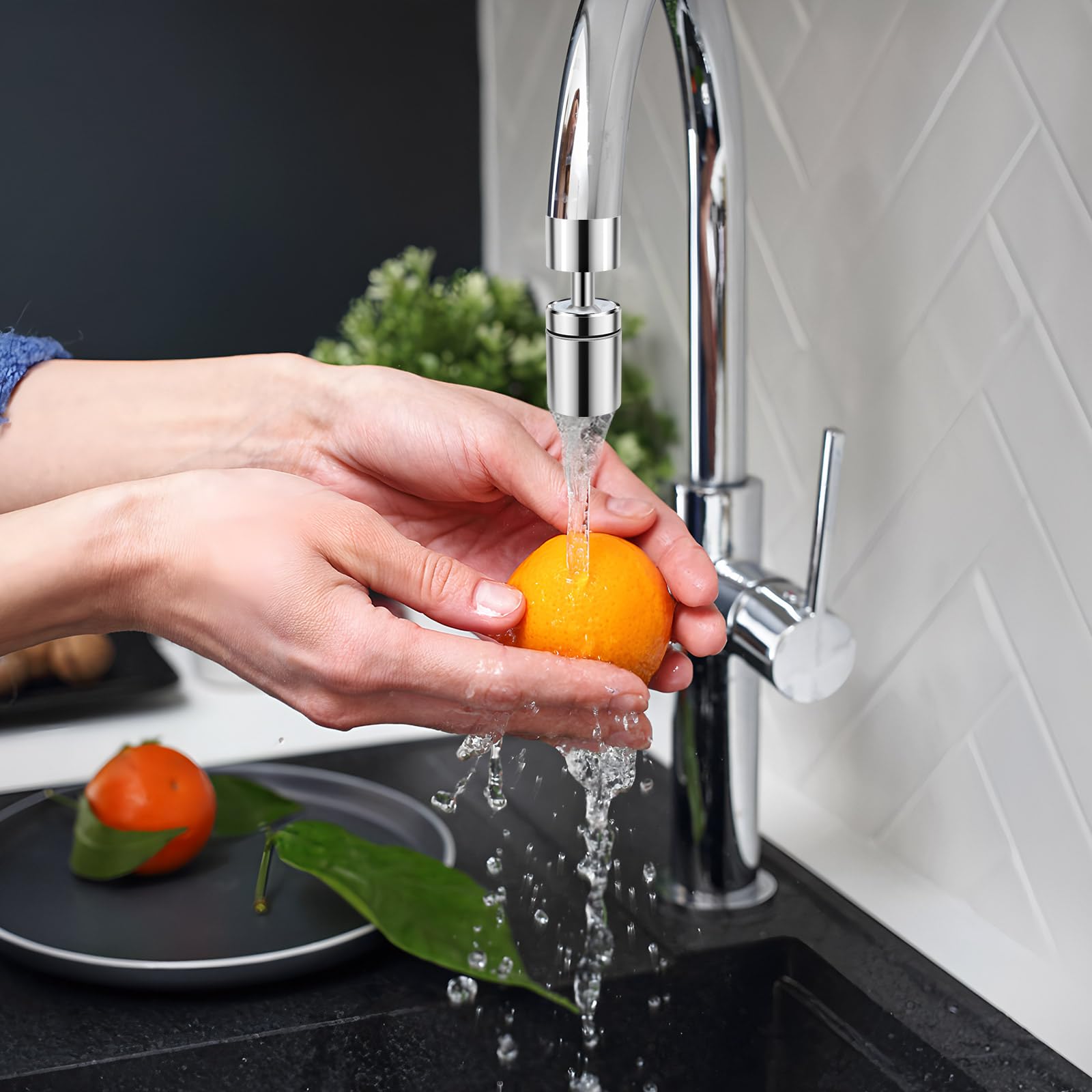 Brass Swivel Faucet Aerator 360° Twist Sink Aerator 55/64'' Female Thread, Kitchen Dual-function Sink Sprayer Attachment, Chrome