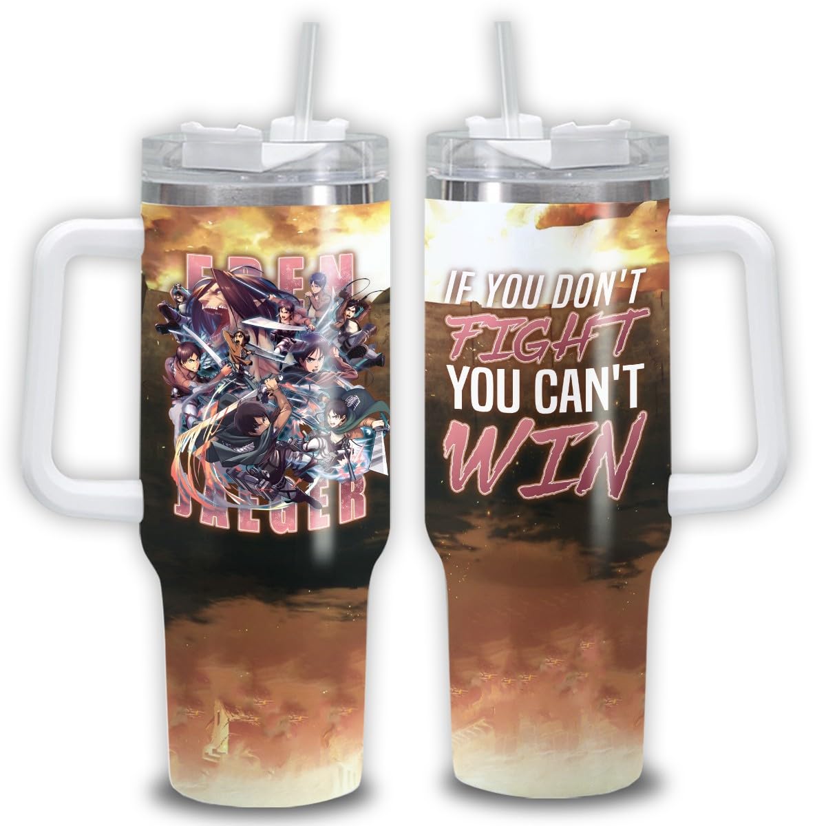 TEEDUU Tumbler Er3n Insulated Tumbler With Handle Stainless Steel Double Wall Vacuum AOT Anime Tumblers Hot Cold Tea Coffee Travel Cup Thermos Mug Gift