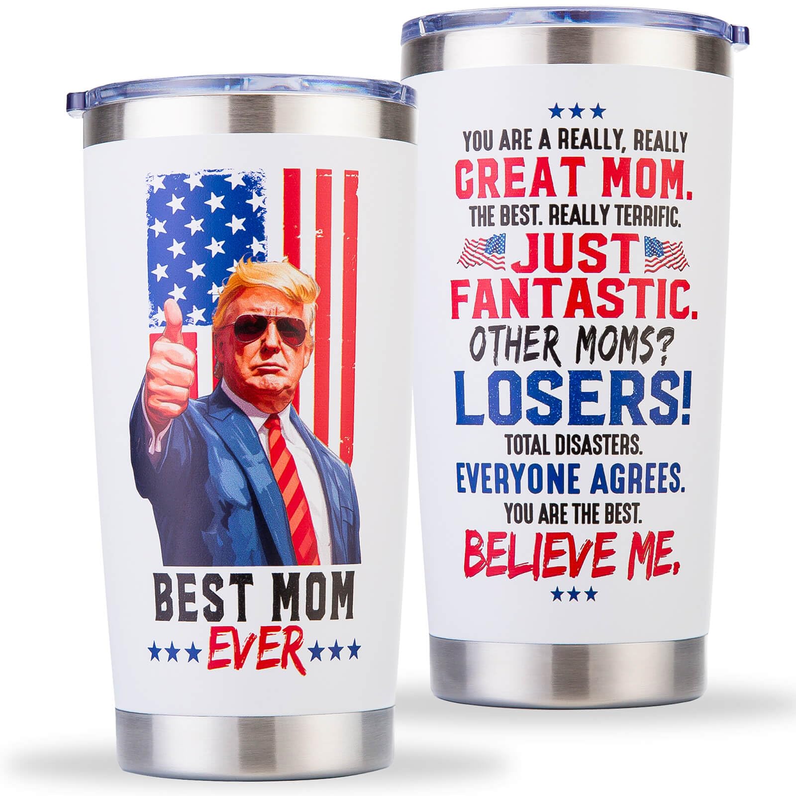 Winzsox Mothers Day Gifts for Mom from Daughter, Son - Birthday Gifts for Mom, Best Moms Ever Gift, Cool Trump Moms Cup for Birthday Christmas Presents Valentines Gift - 20oz Trump Coffee Tumbler Mug