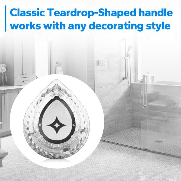 Shower Handle Replacement Knob 100710 for Moen Posi-Temp One-Handle Tub and Shower Faucet, Shower Replacement Parts White Faucet Handles and Chrome Knob Insert