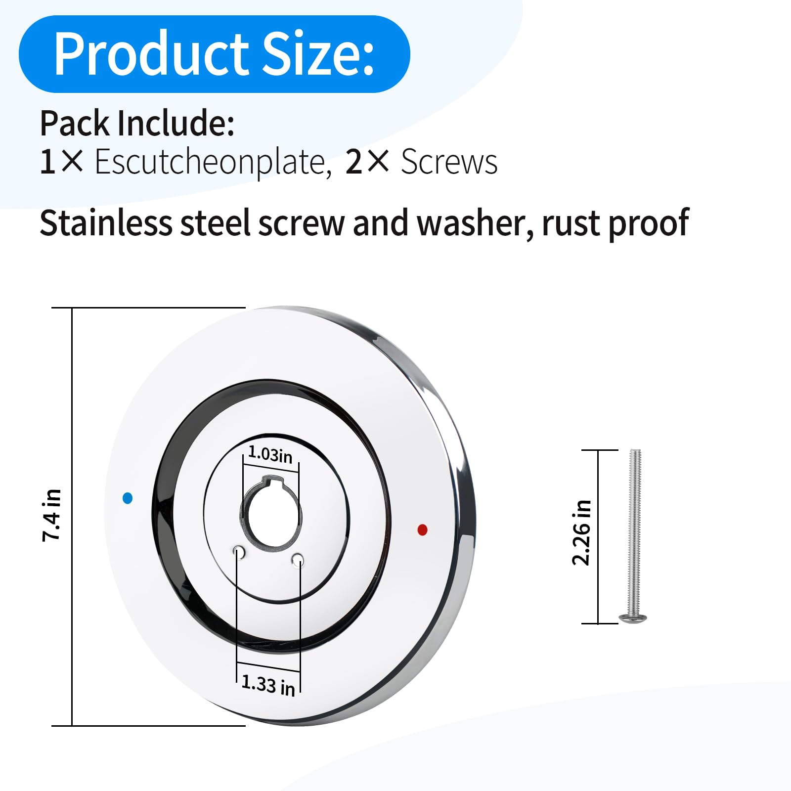 Shower Escutcheon Pate for Moen One-Handle Tub and Shower Faucets, Shower Handle Replacement Parts 16090 Chrome Chateau Collection Faucet Cover Plate -Replacement Pate Perfect for Shower Faucet Handle