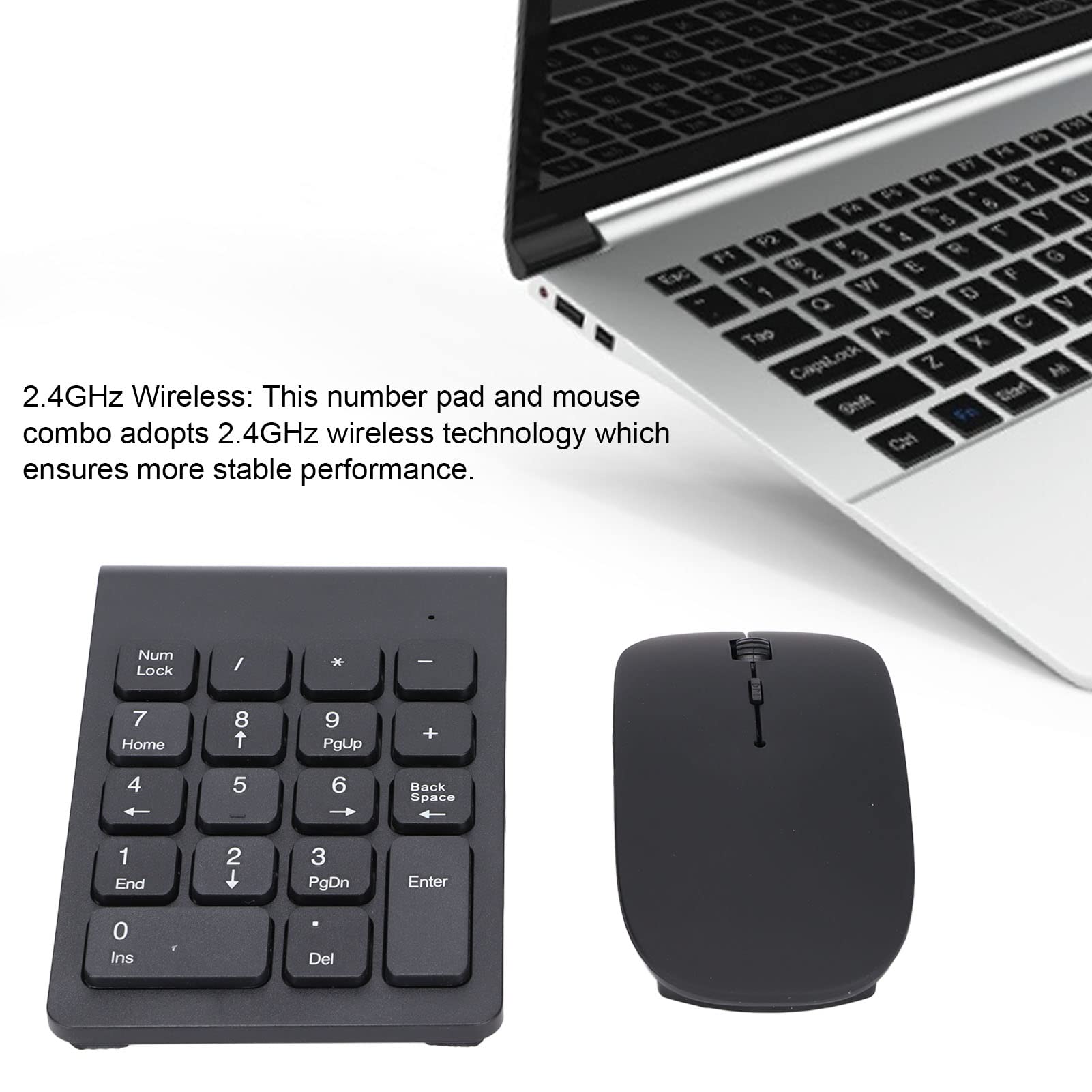 Number Pad Plug and Play 2.4GHz Wireless Technology 1200 DPI Sensitive Number Pad Mouse Combo for Home Office