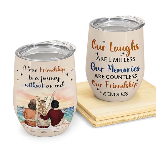 Macorner Personalized Wine Tumbler, A True Friendship Is A Journey Without An End, Gifts for Women Friendship, Best Friend Birthday Gifts, Bestie Gifts for Women Friend, Women Friend Gifts