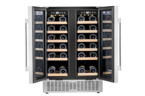 Honeywell 36 Bottle Dual Zone Compressor Wine Cooler Refrigerator, Large Freestanding Wine Cellar For Red, White, Champagne or Sparkling Wine, Digital Temperature Control, Stainless Steel