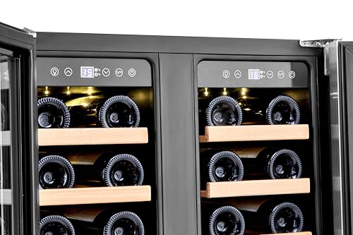 Honeywell 36 Bottle Dual Zone Compressor Wine Cooler Refrigerator, Large Freestanding Wine Cellar For Red, White, Champagne or Sparkling Wine, Digital Temperature Control, Stainless Steel