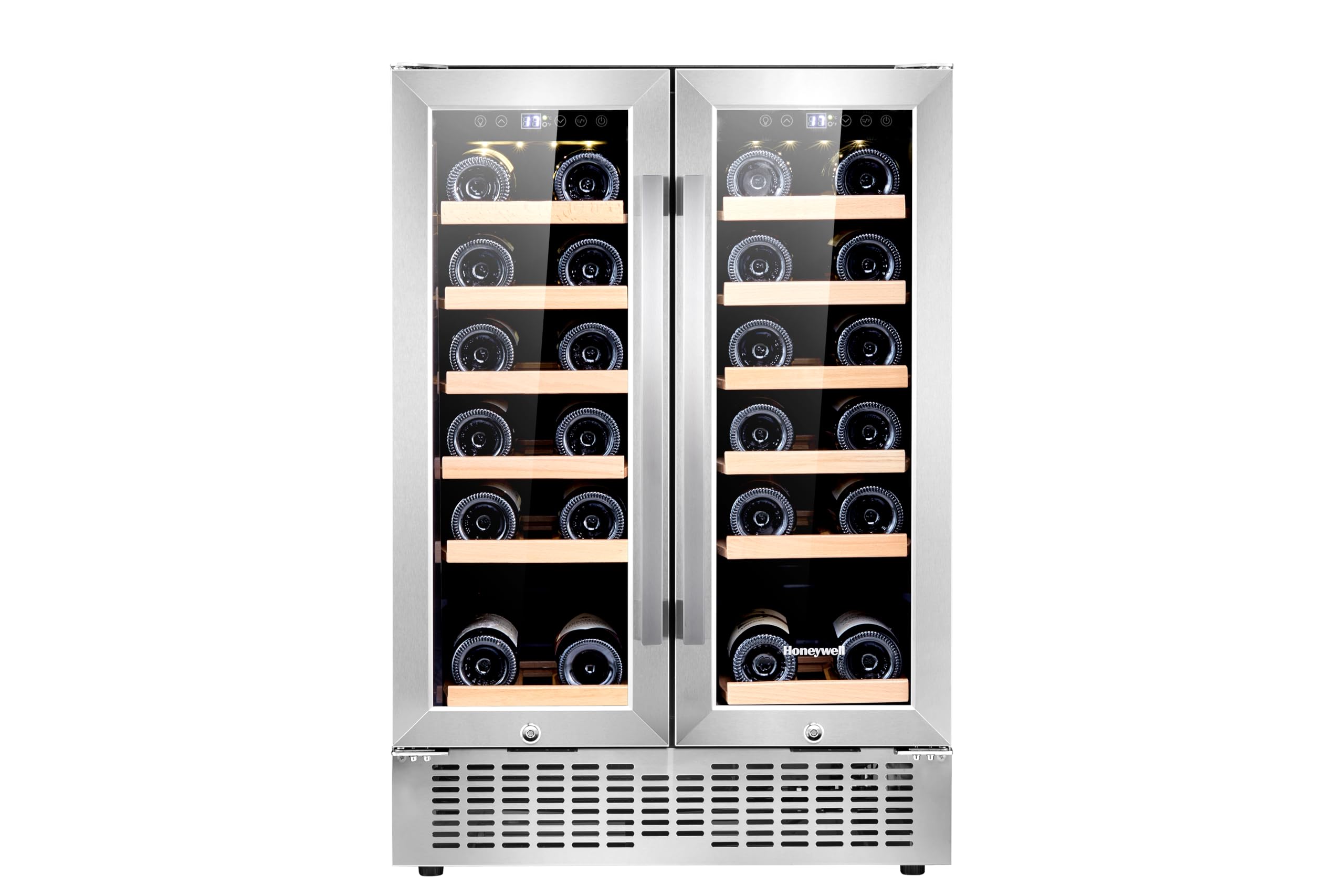 Honeywell 36 Bottle Dual Zone Compressor Wine Cooler Refrigerator, Large Freestanding Wine Cellar For Red, White, Champagne or Sparkling Wine, Digital Temperature Control, Stainless Steel