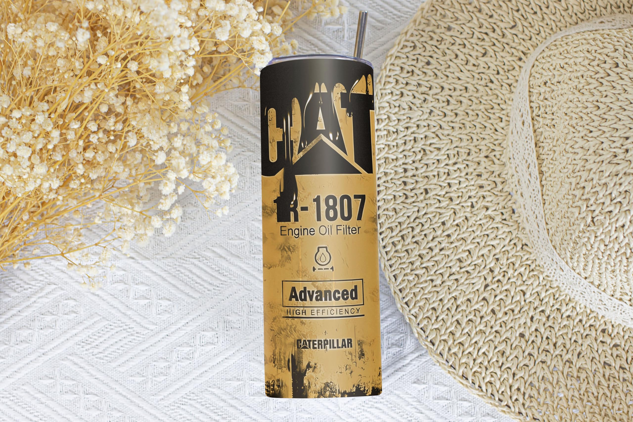Caterpillar 1R-1807 Advanced High Efficiency Engine Oil Filter, Black and Yellow